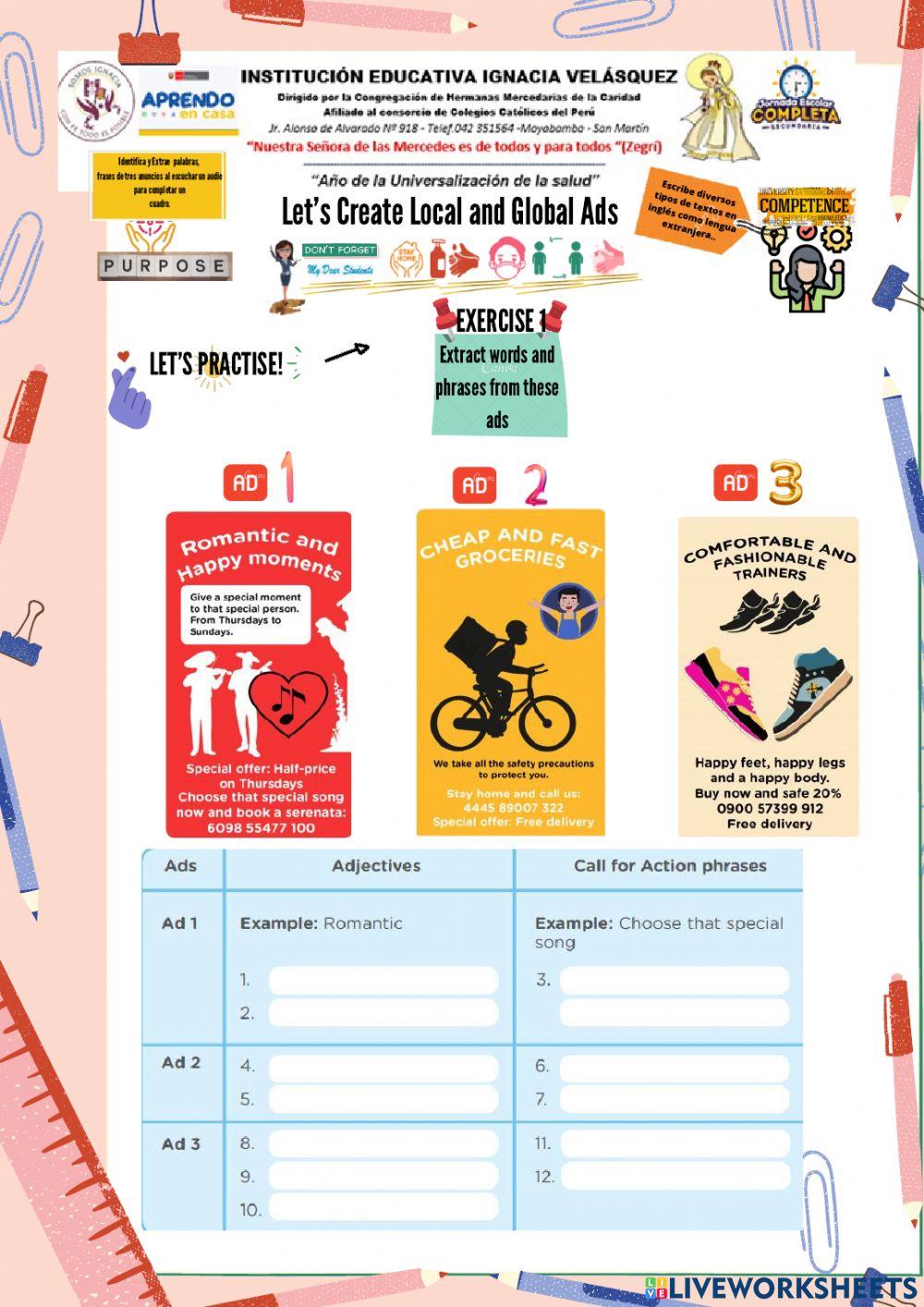 Let's Create Local and Global Ads activity | Live Worksheets