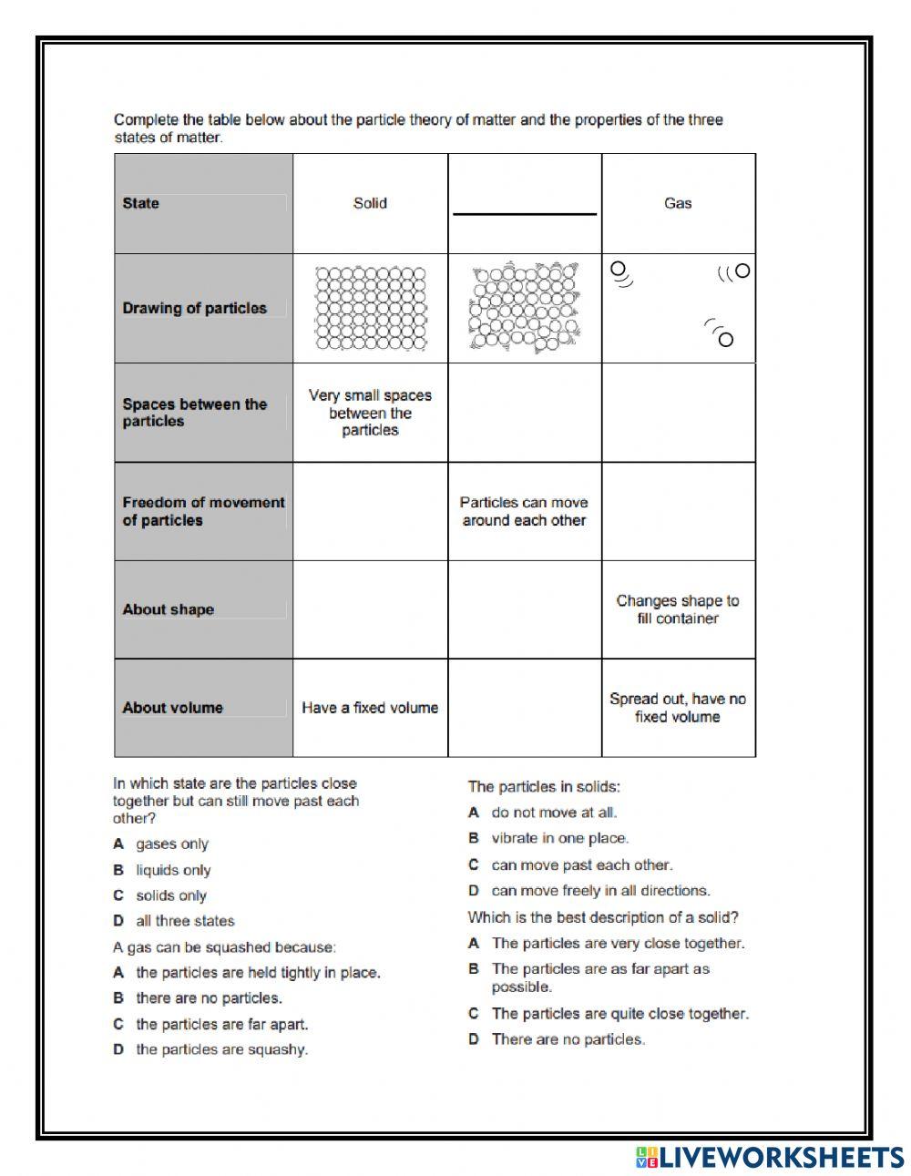 States of matter | Free Interactive Worksheets | 971154