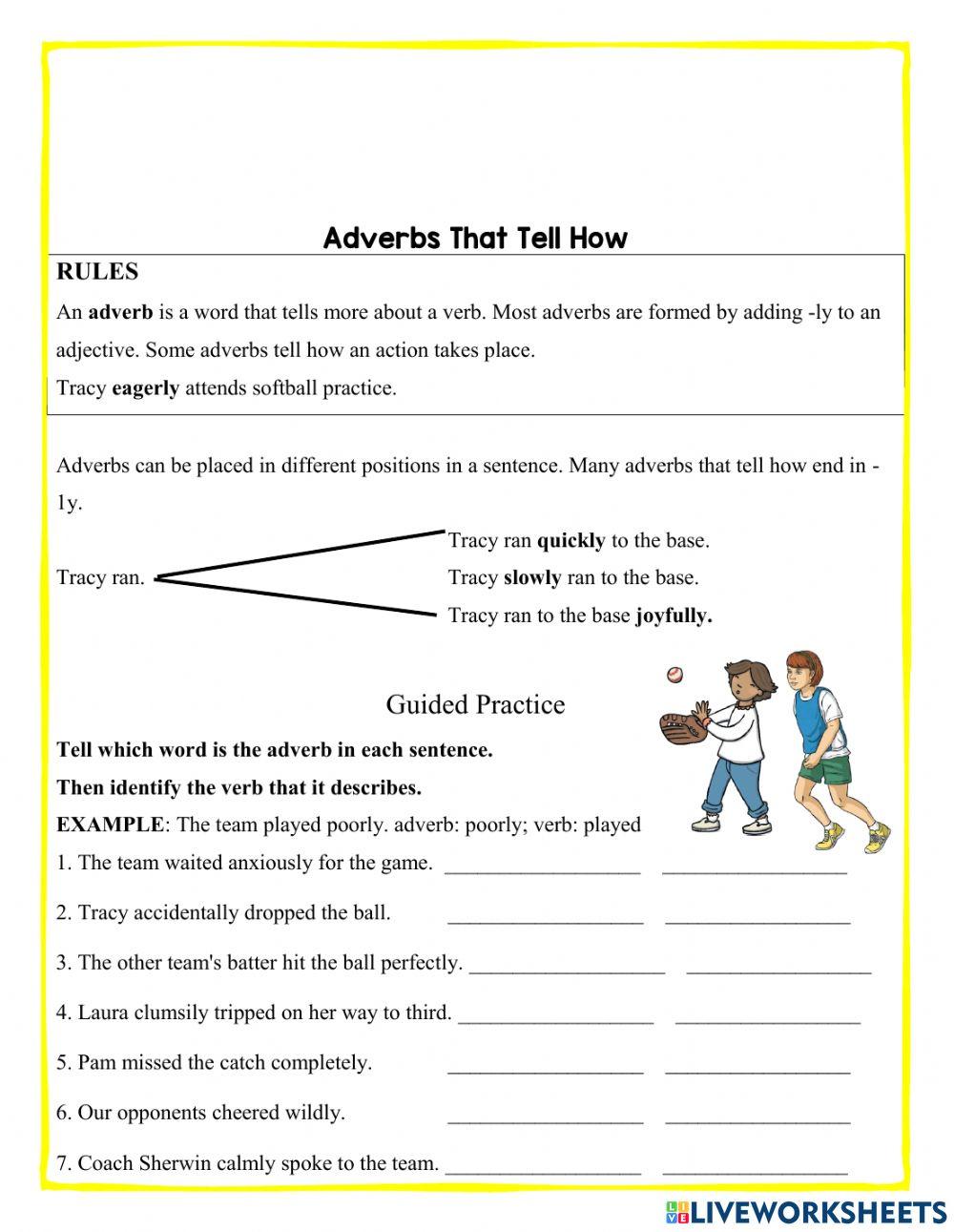 Adverbs that that tell worksheet | Live Worksheets