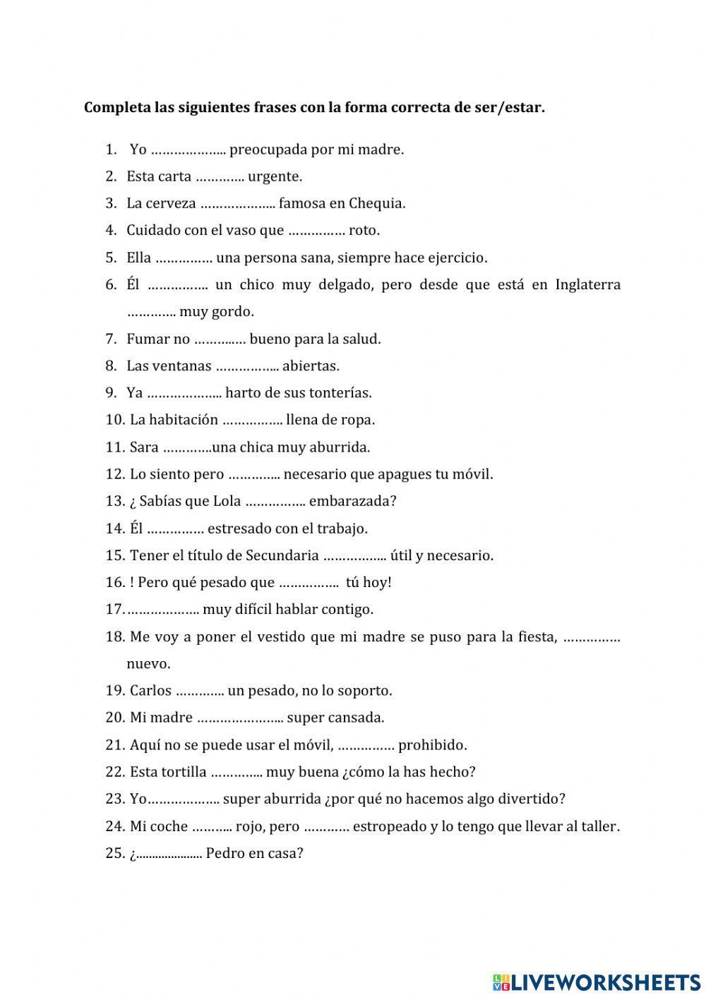 Ser Vs Estar Interactive Worksheet Live Worksheets ser-vs-estar-interactive-worksheet-live-worksheets