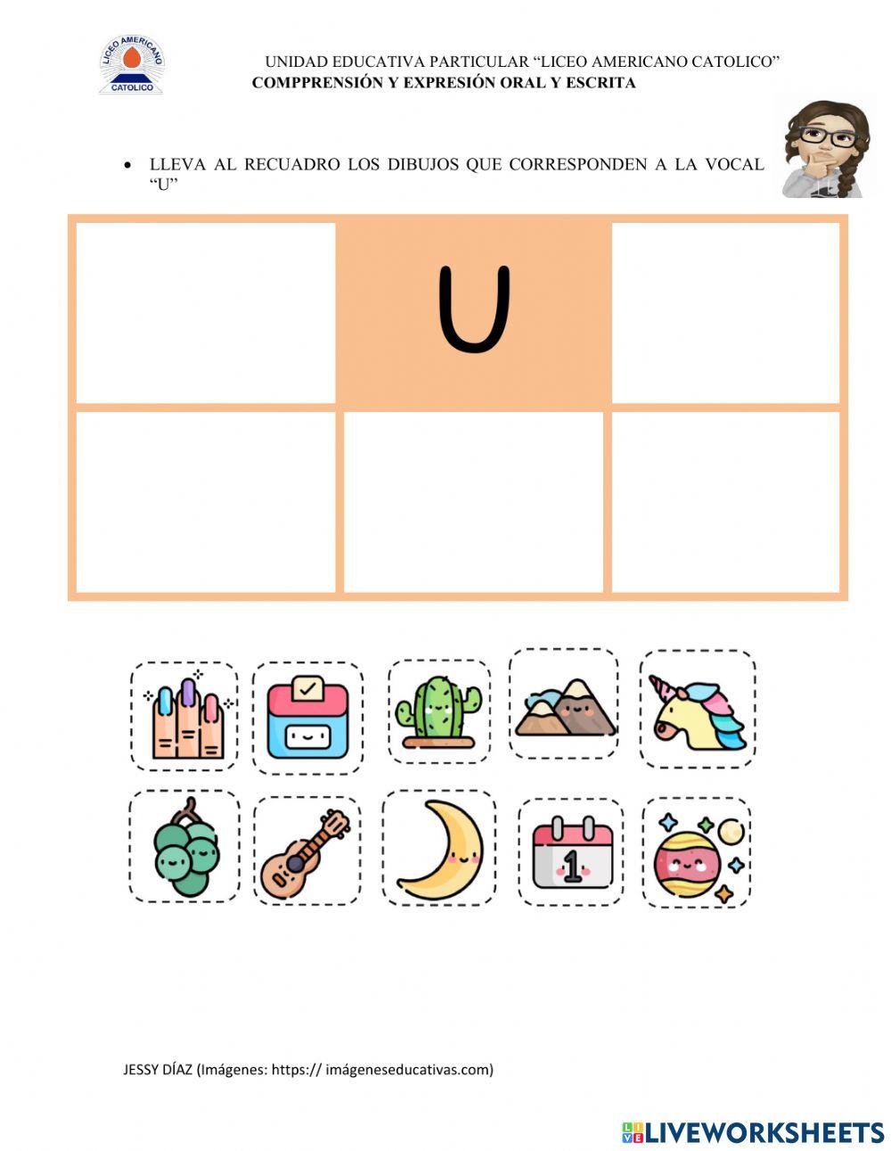 Vocal U u worksheet | Live Worksheets