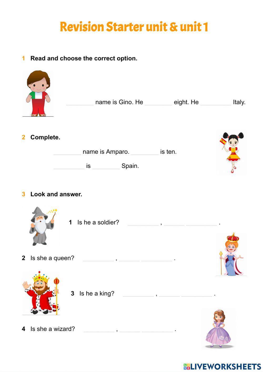 Unit 1 activity for Junior II B | Live Worksheets