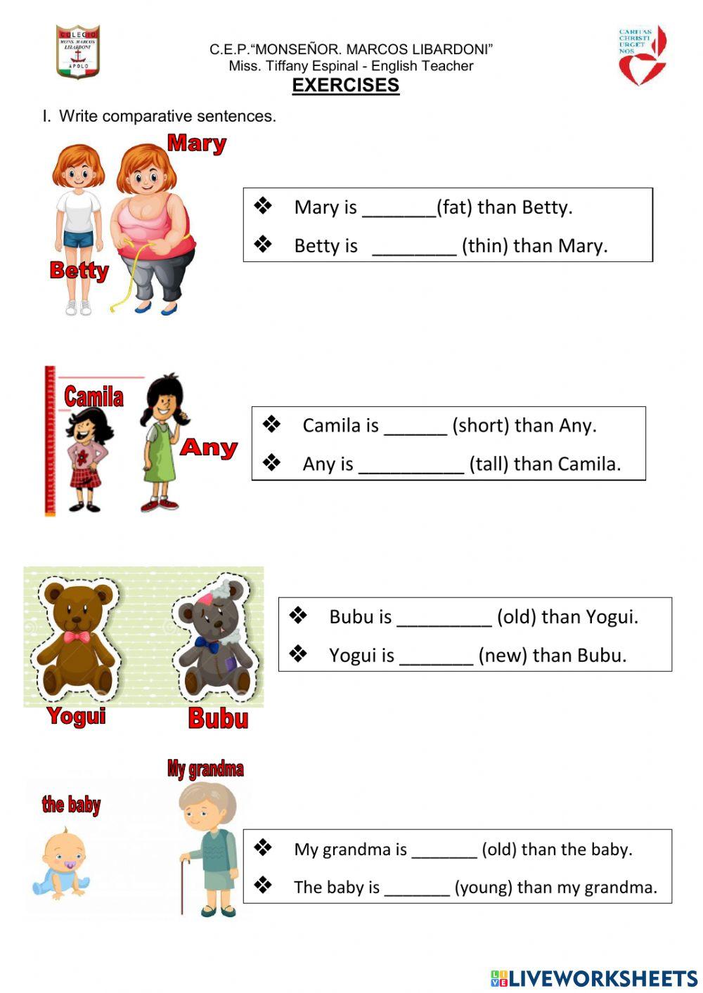 972111 | Practice: COMPARATIVE ADJECTIVES | TIFFANY