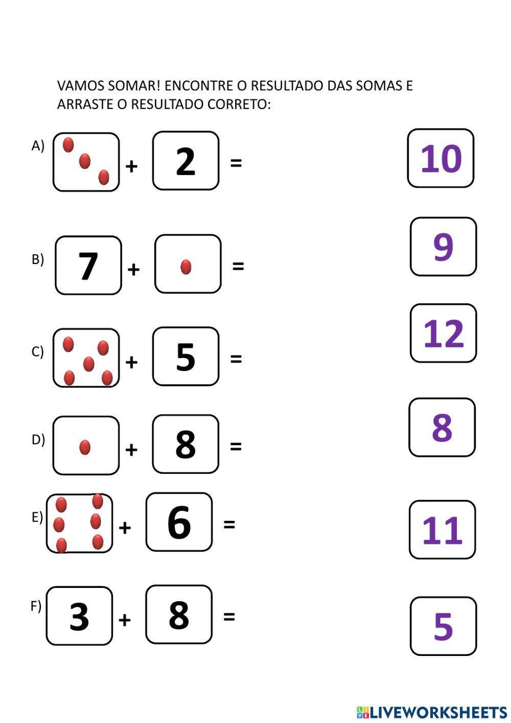 Vamos somar interactive worksheet | Live Worksheets