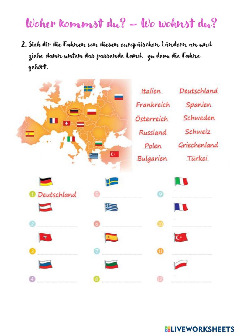 Woher kommst du… | Free Interactive Worksheets | 6574325