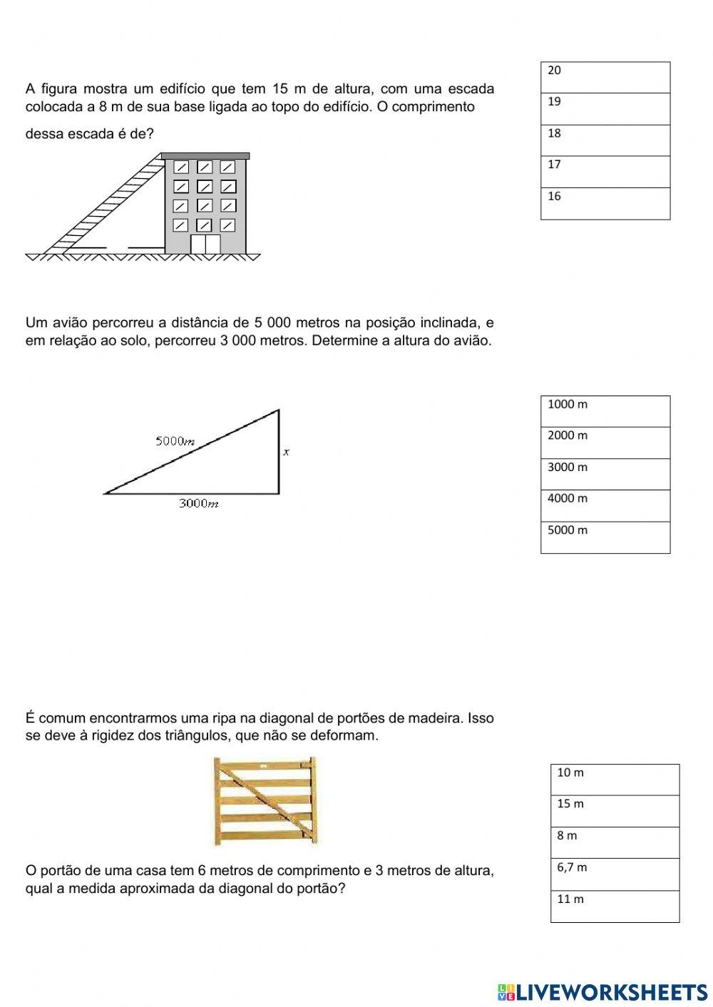 Teorema De Pitágoras Online Exercise For Live Worksheets