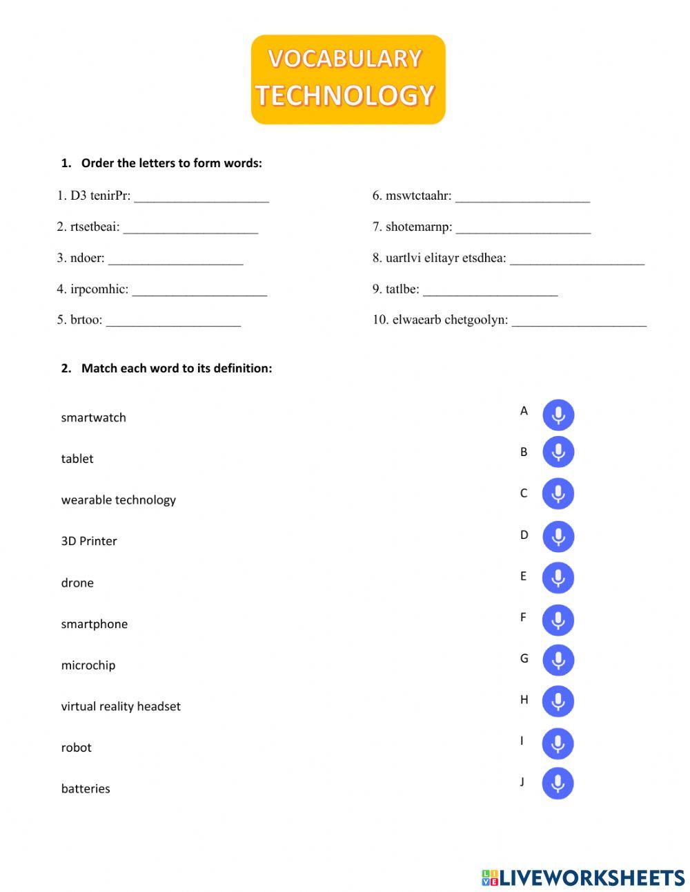 973200 | Vocabulary - Technology | GemaDG