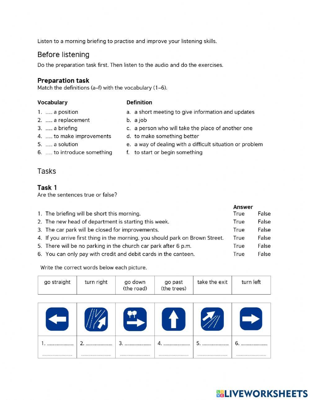 Listening Practice 1 online exercise for | Live Worksheets