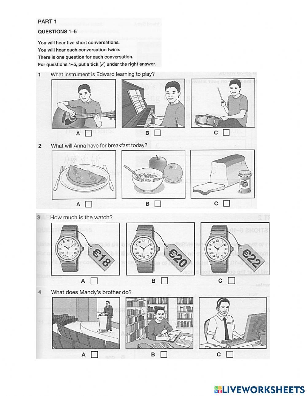 Listening Practice 3 online exercise for | Live Worksheets
