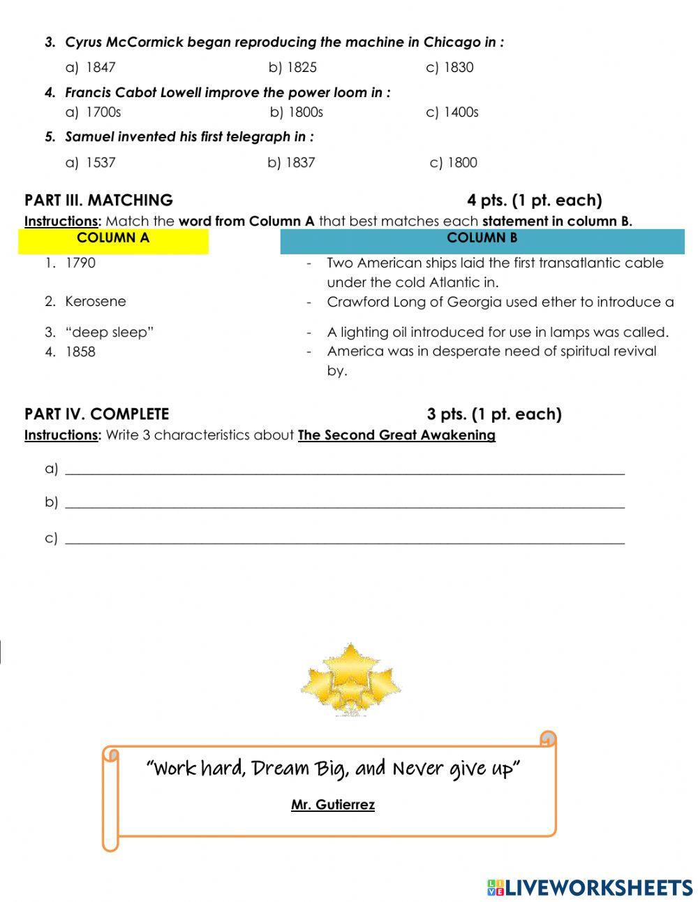 Quiz | LiveWorksheets | 974225