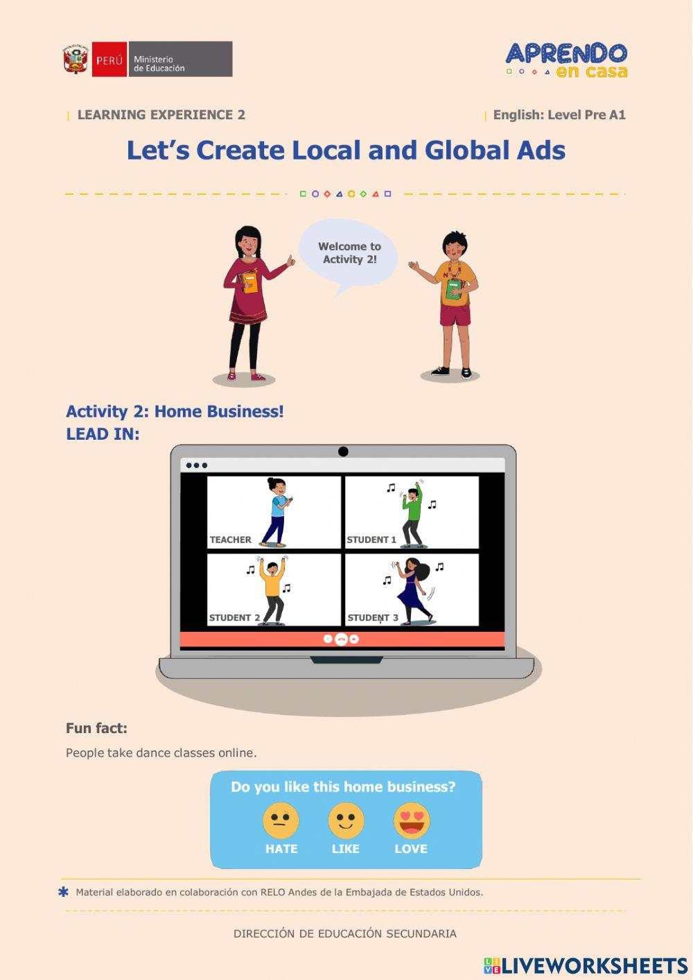 Let's create local and global ads 2 worksheet | Live Worksheets
