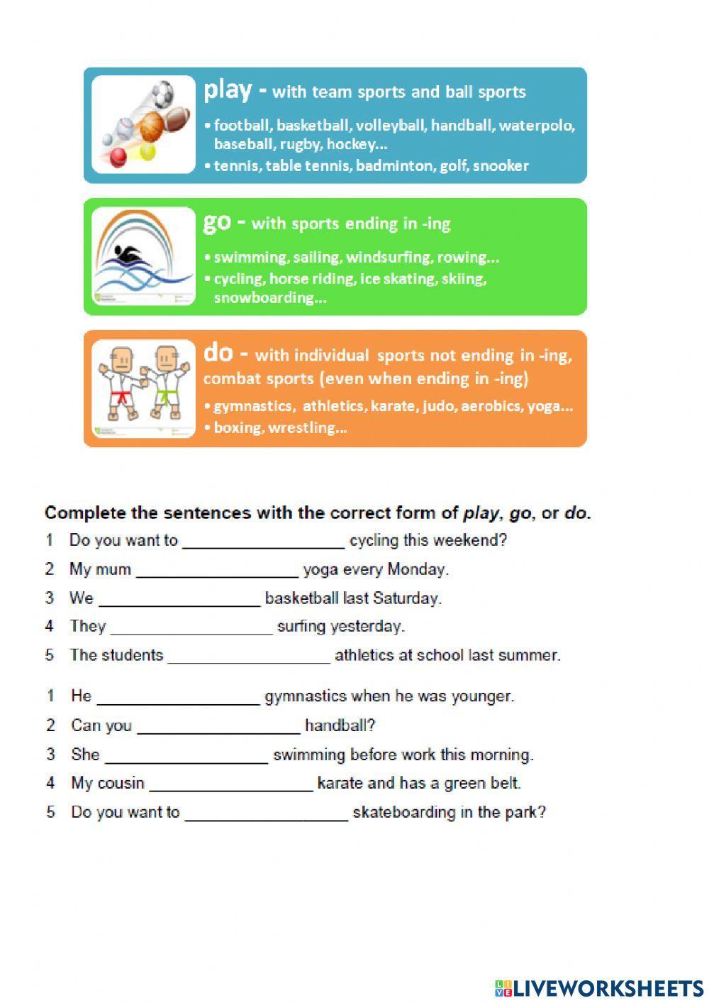 Play, go, do | Free Interactive Worksheets | 974677