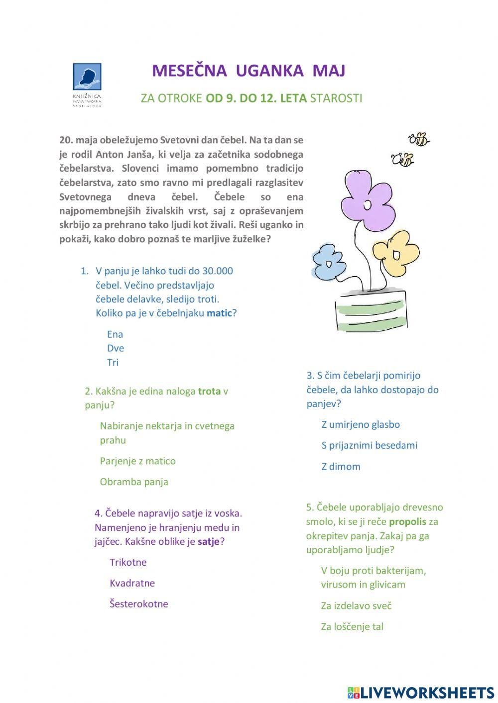 uganka-maj starejši online exercise for | Live Worksheets