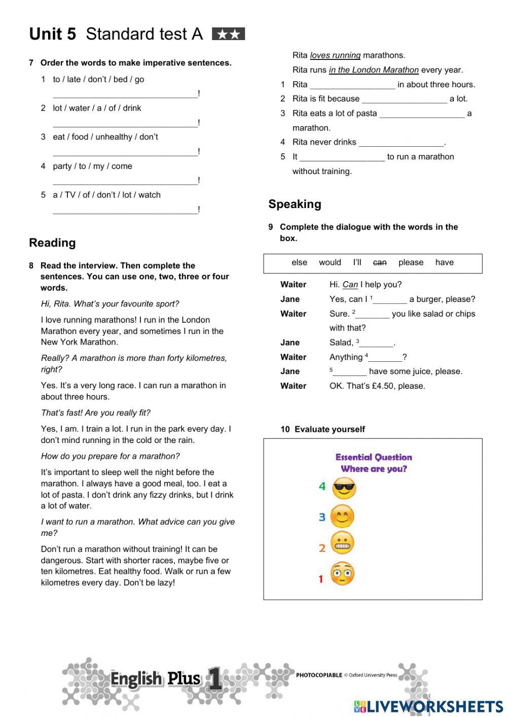 5th grade Unit Test 5 online exercise for | Live Worksheets