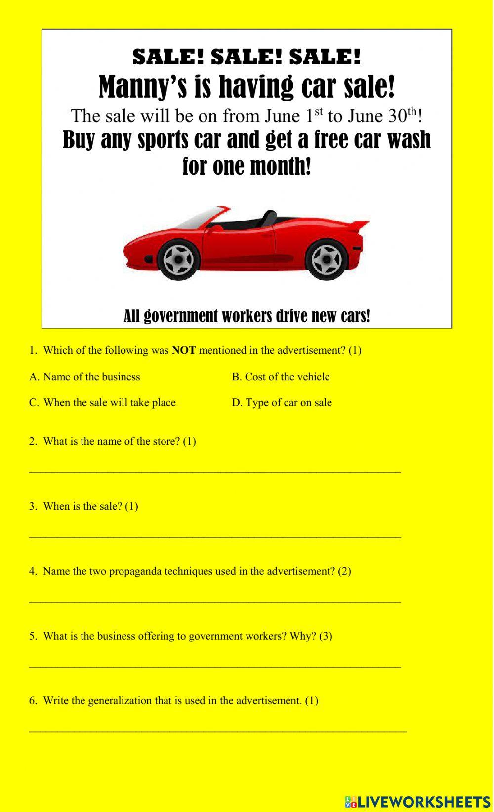 Propaganda Techniques online exercise for | Live Worksheets