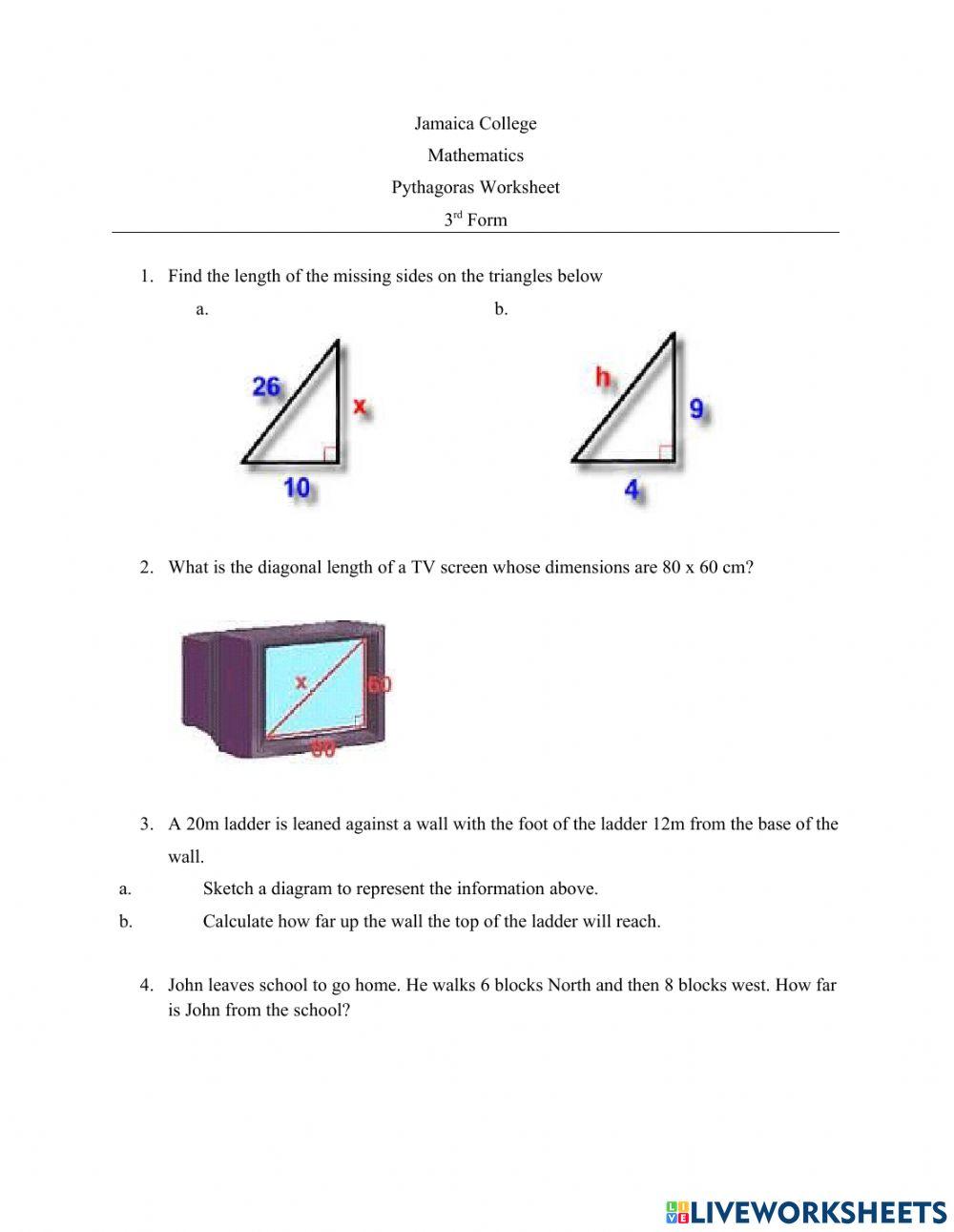 Trigonometry activity | Live Worksheets