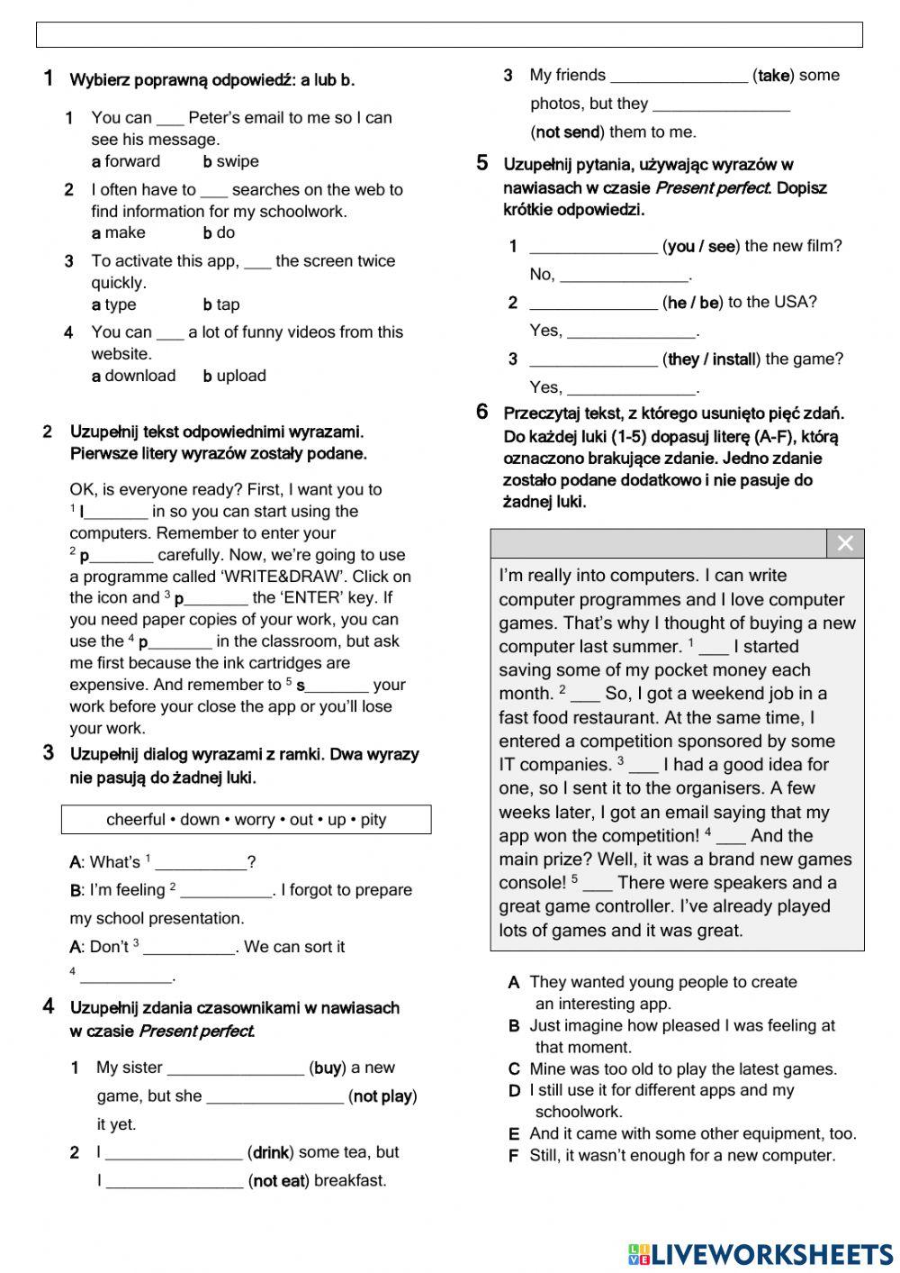 brainy 6 unit 7 online exercise for | Live Worksheets