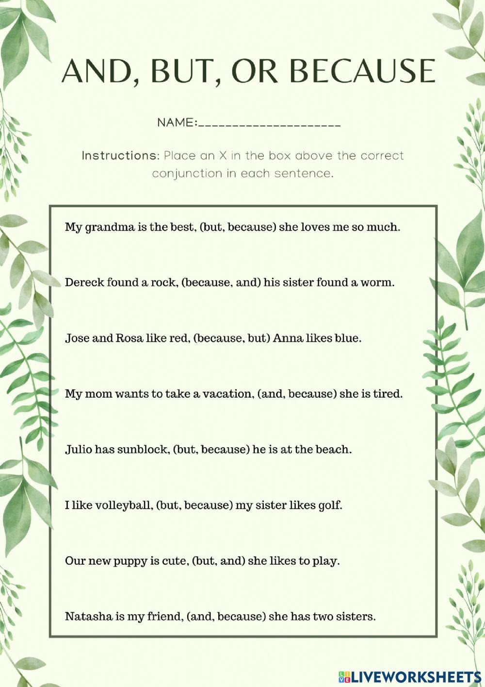 4999159 | 2nd Grade: And, But or Because Worksheet