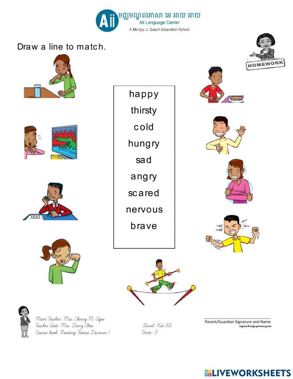 Feelings online exercise for 3 | Live Worksheets