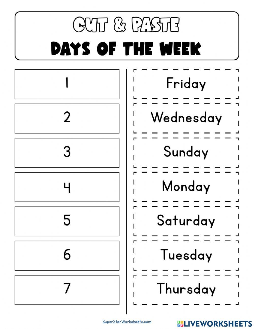 Days Of The Week Cut And Paste Online Exercise For Live Worksheets days-of-the-week-cut-and-paste-online-exercise-for-live-worksheets