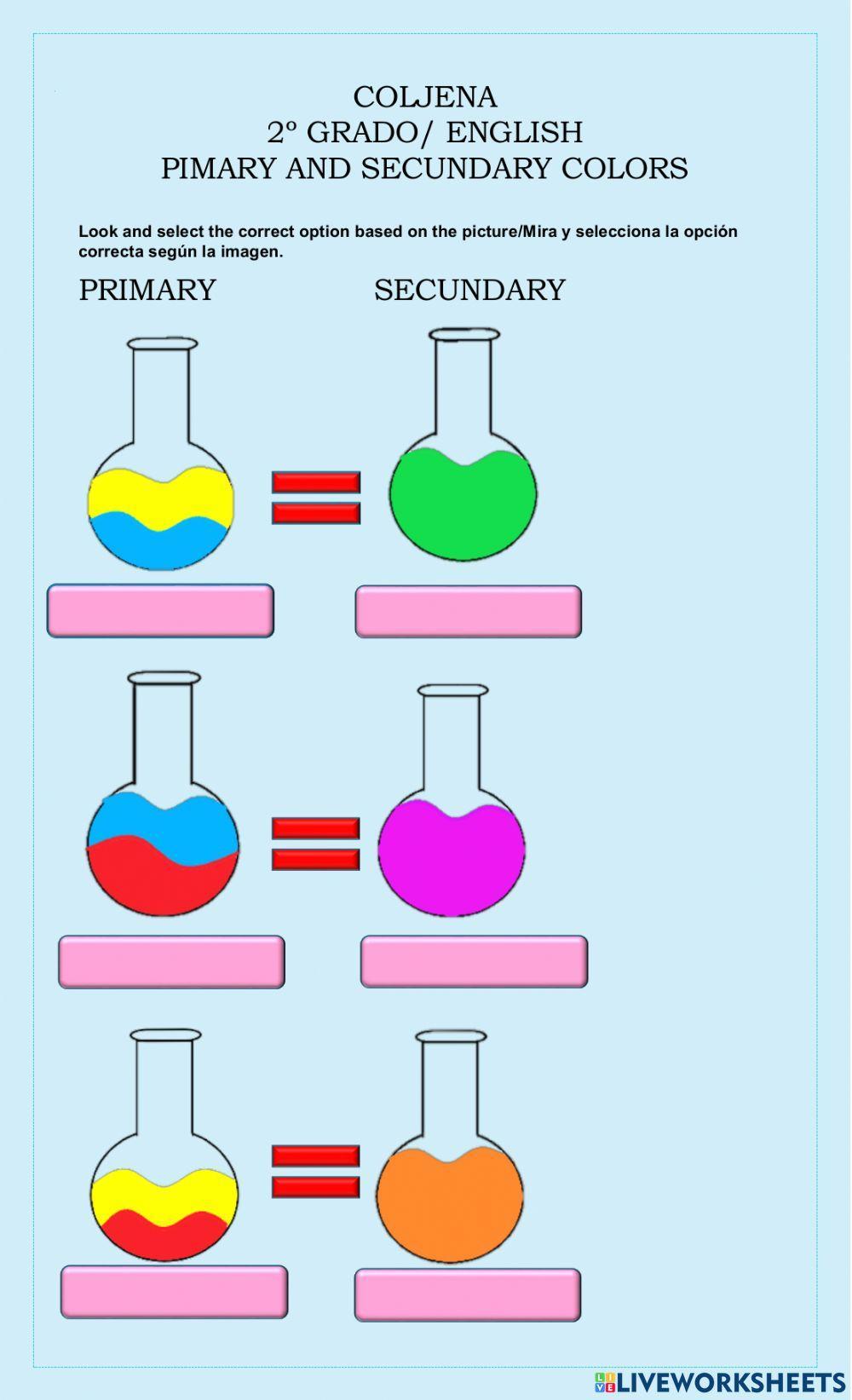 Primary and secundary colors worksheet | Live Worksheets