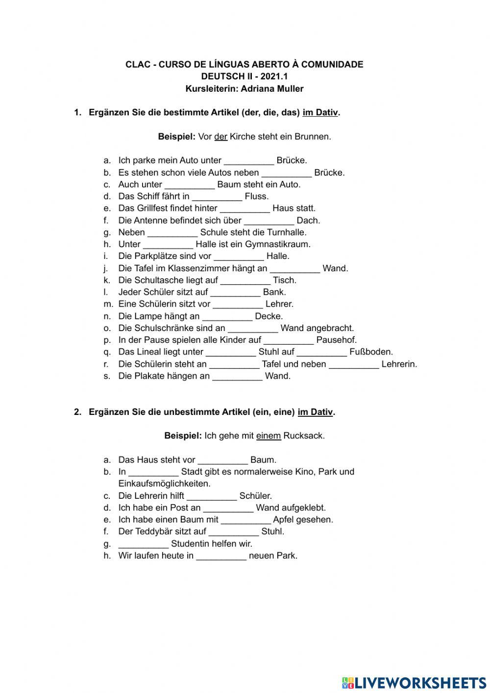 Übung - Akk und… | Free Interactive Worksheets | 976535