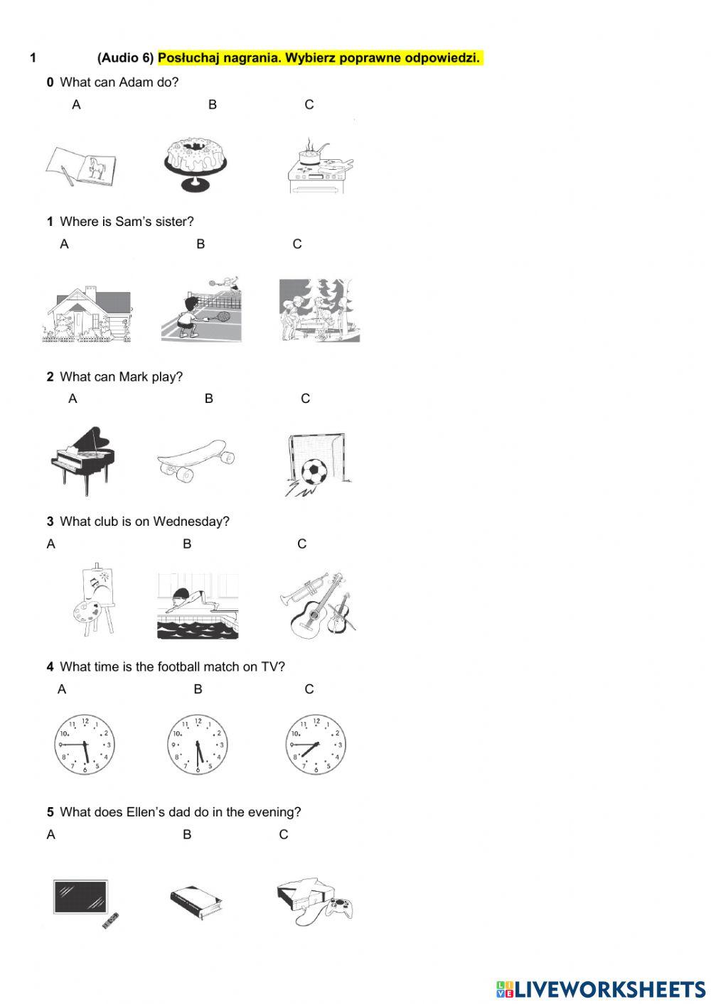english class a1 unit 6 TEST online exercise for | Live Worksheets