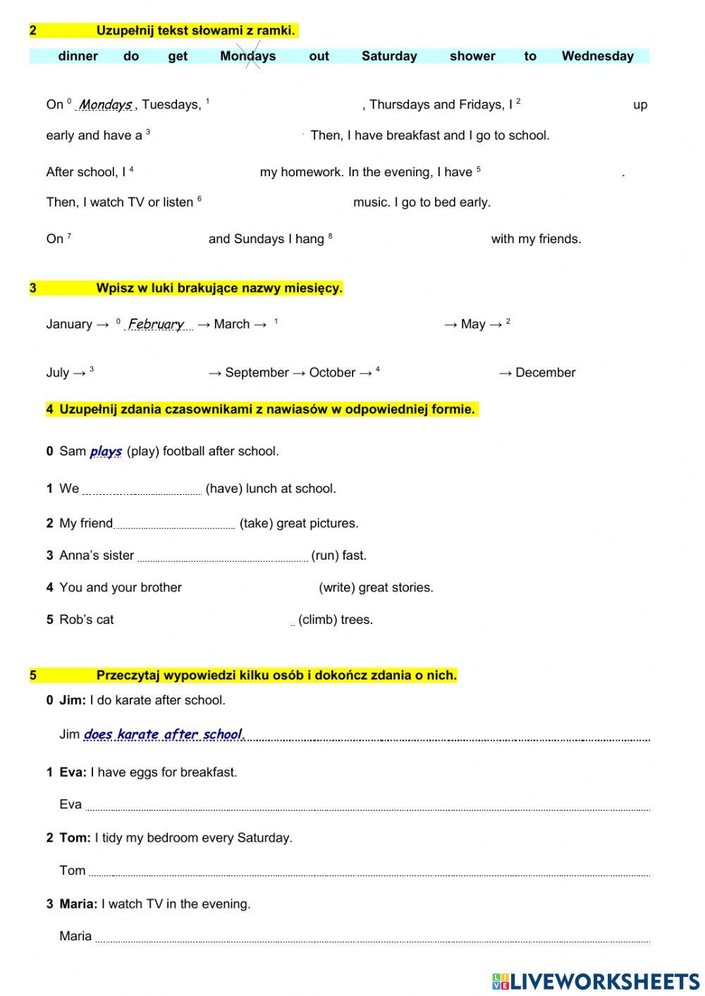 english class a1 unit 6 TEST online exercise for | Live Worksheets
