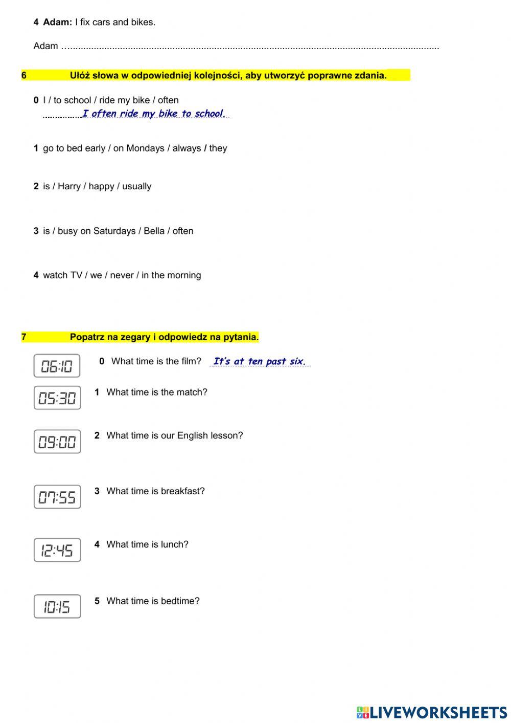 english class a1 unit 6 TEST online exercise for | Live Worksheets