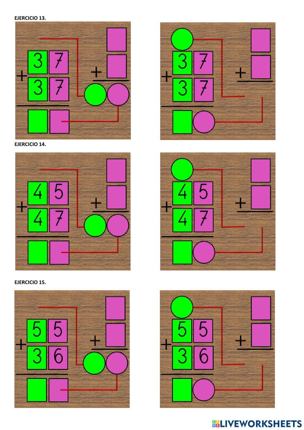 Sumas con reserva | Piru79 | Live Worksheets