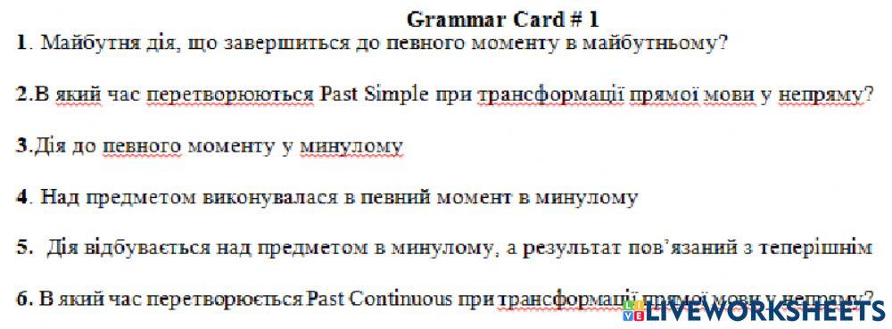 Grammar Card -1 worksheet | Live Worksheets