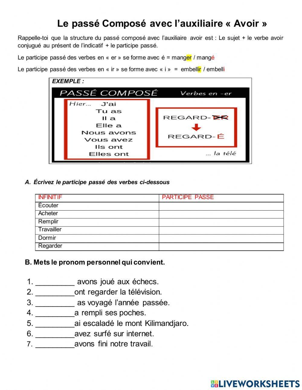 976975 | Passé composé avec Avoir | MIMIE TSITA