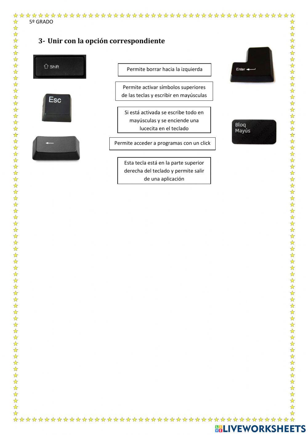 Teclas worksheet | Live Worksheets