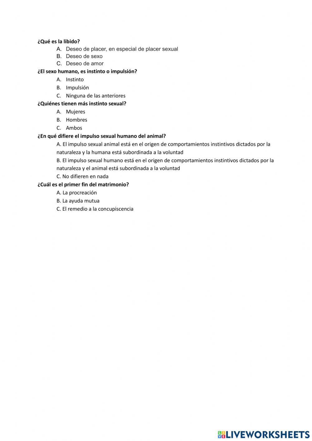 Amor y Responsabilidad Capitulo II worksheet | Live Worksheets