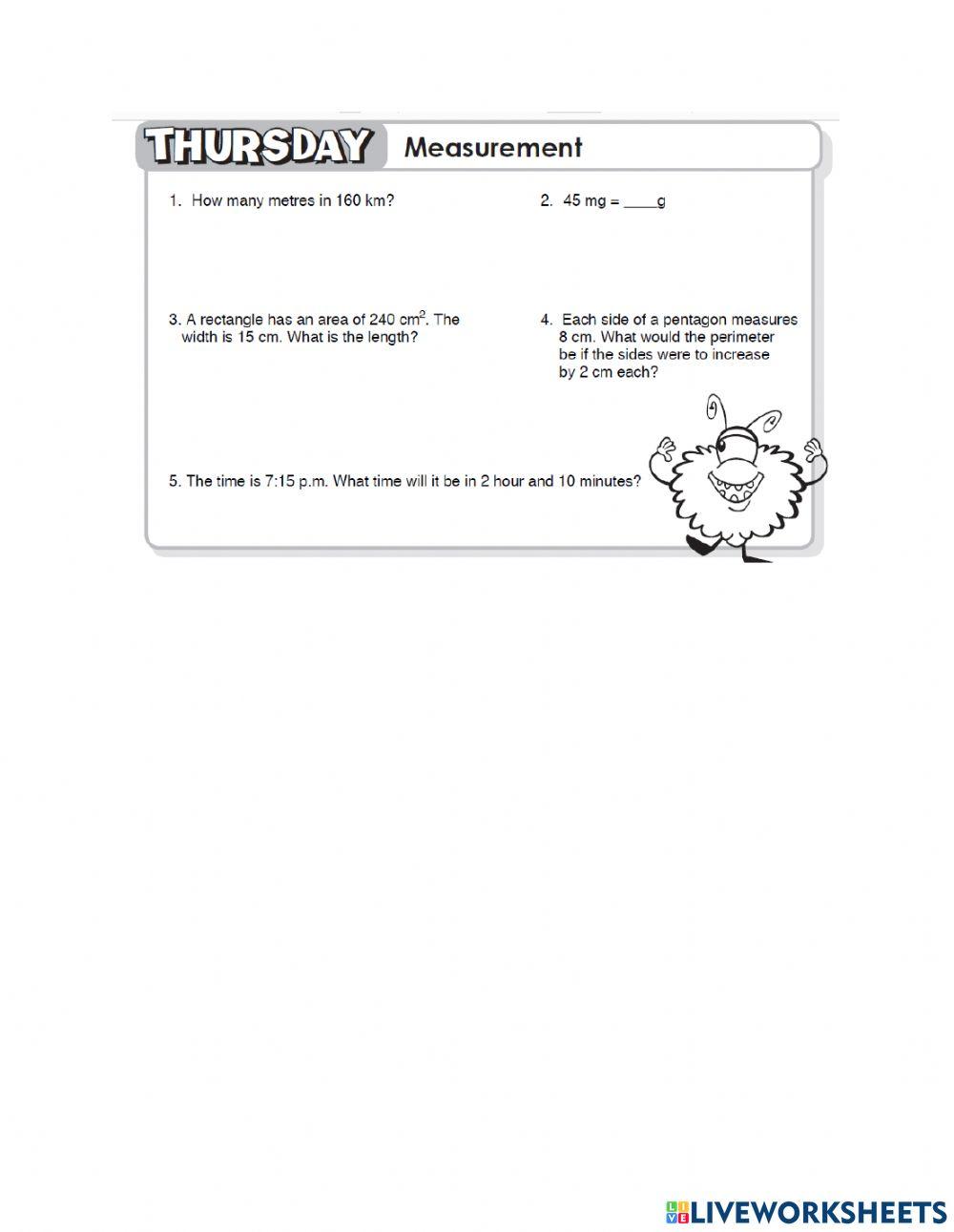 Daily math thursday interactive worksheet | Live Worksheets