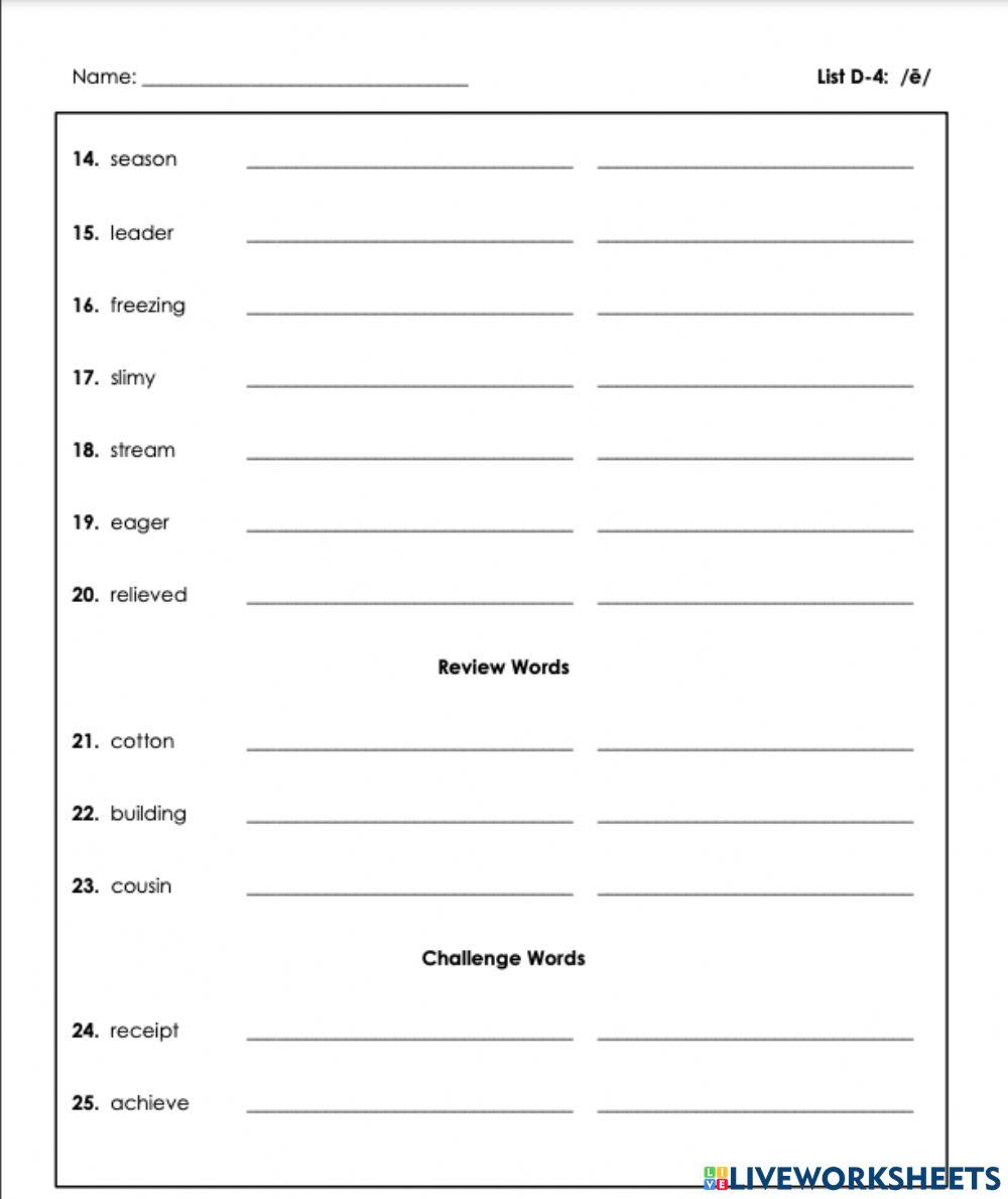 Write Twice 2 D-4 5th Grade worksheet | Live Worksheets