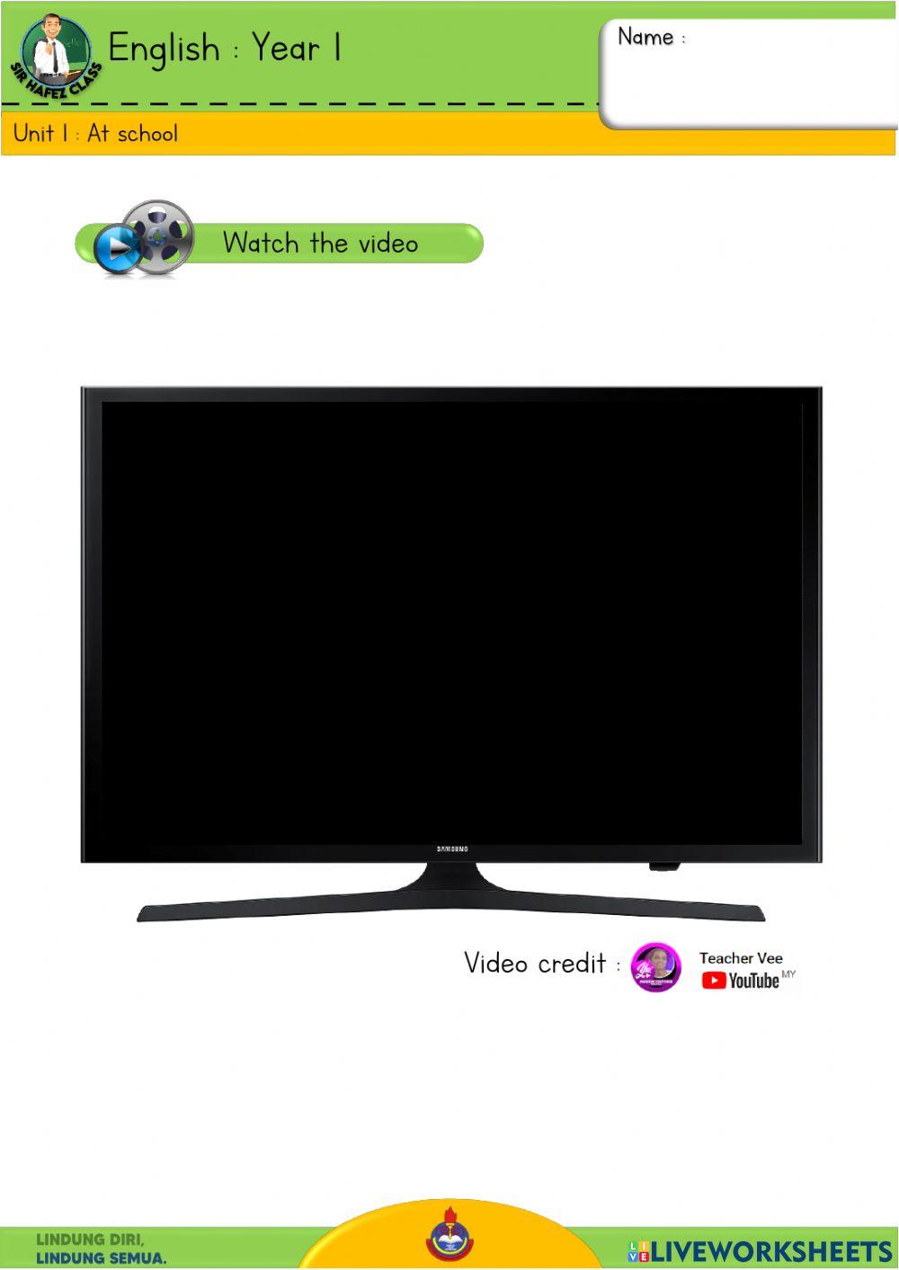 English Y1 - At school 2 worksheet | Live Worksheets