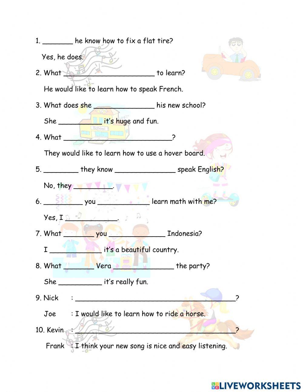 Think - think of worksheet | Live Worksheets