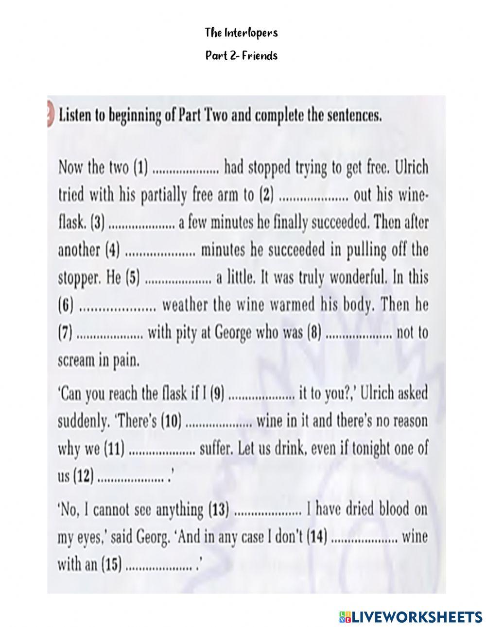 The Interlopers-part 2 worksheet | Live Worksheets