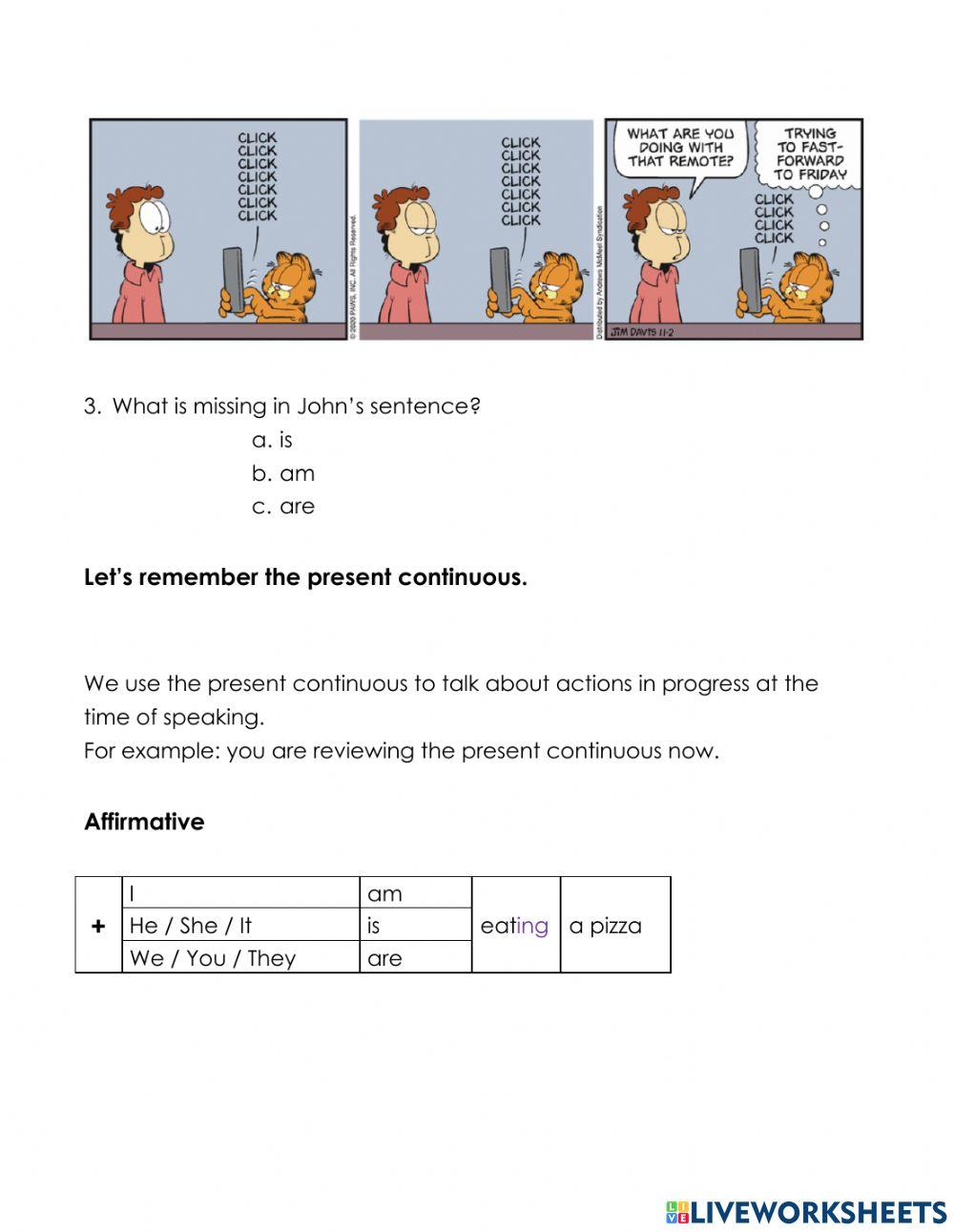 Present Continuous online exercise for 5th | Live Worksheets