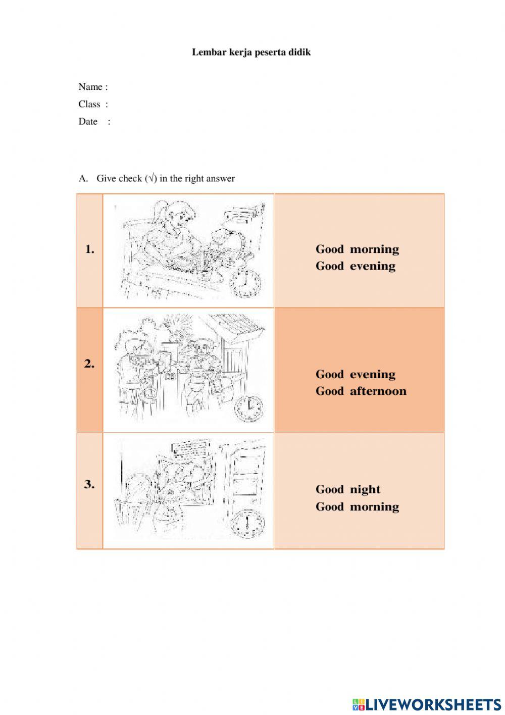 Greeting interactive activity for grade x | Live Worksheets