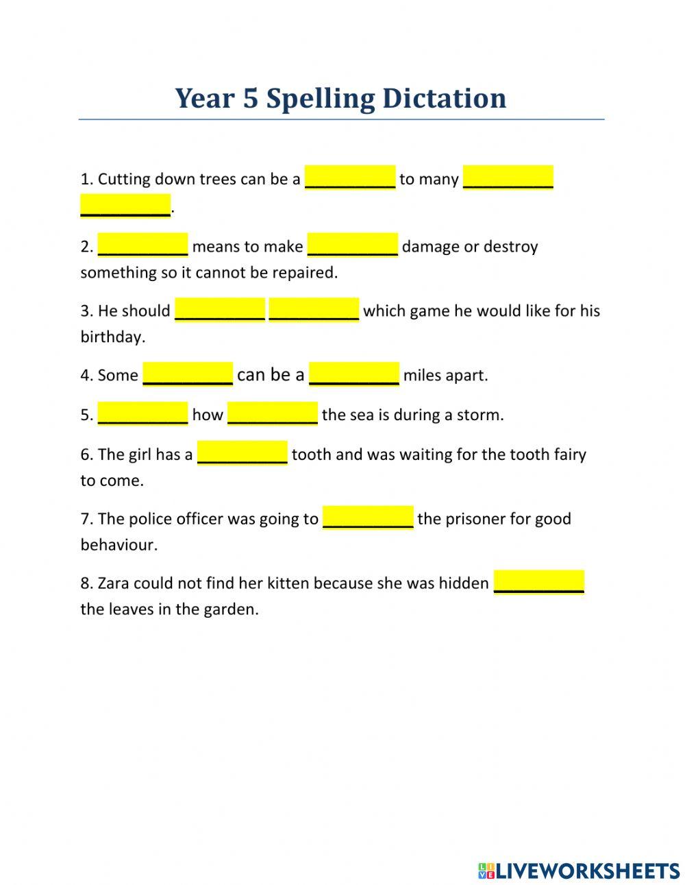 Year 5 Spelling Worksheet Live Worksheets year-5-spelling-worksheet-live-worksheets