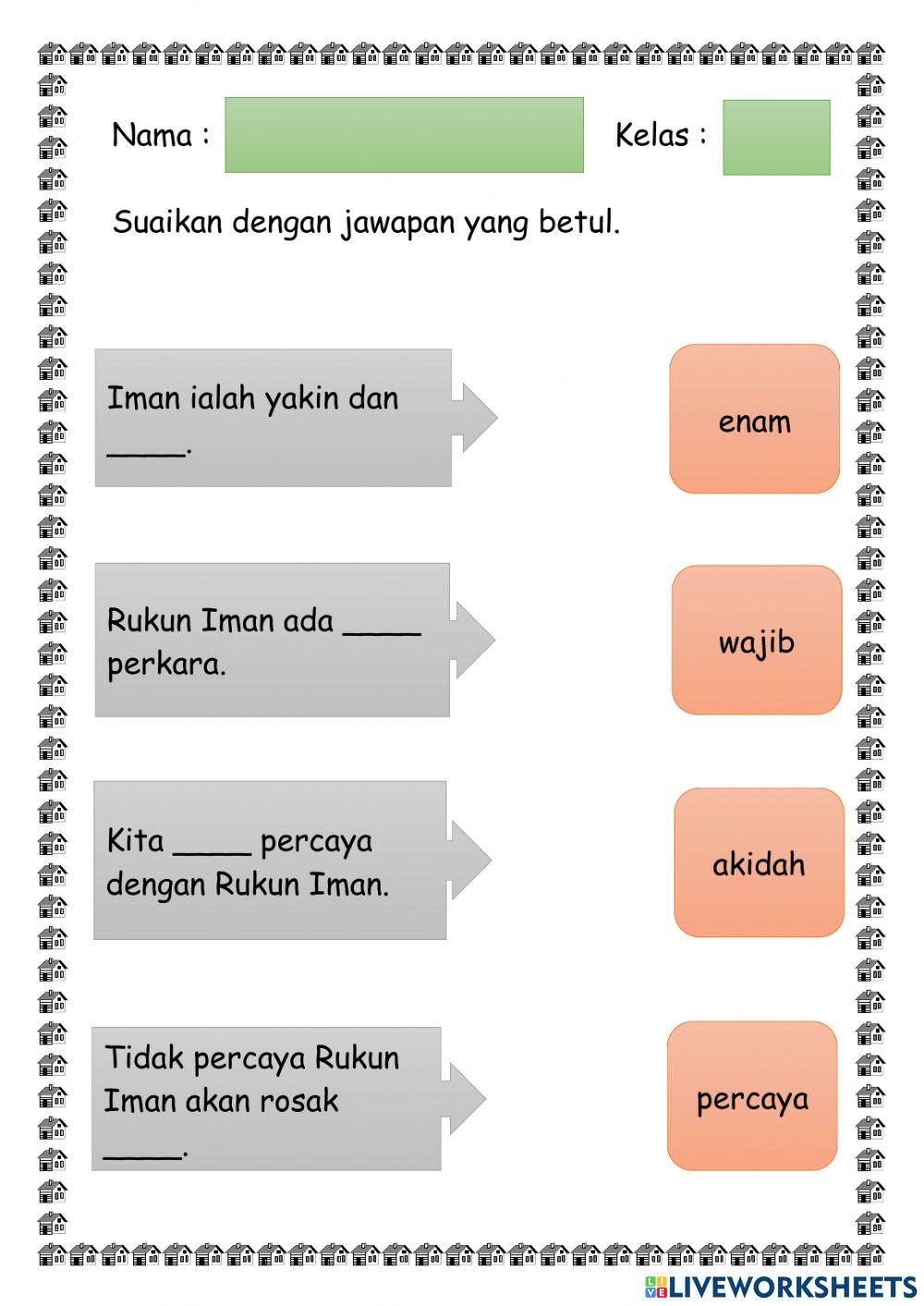 PENDIDIKAN ISLAM TAHUN 1 : LATIHAN RUKUN IMAN 5000706
