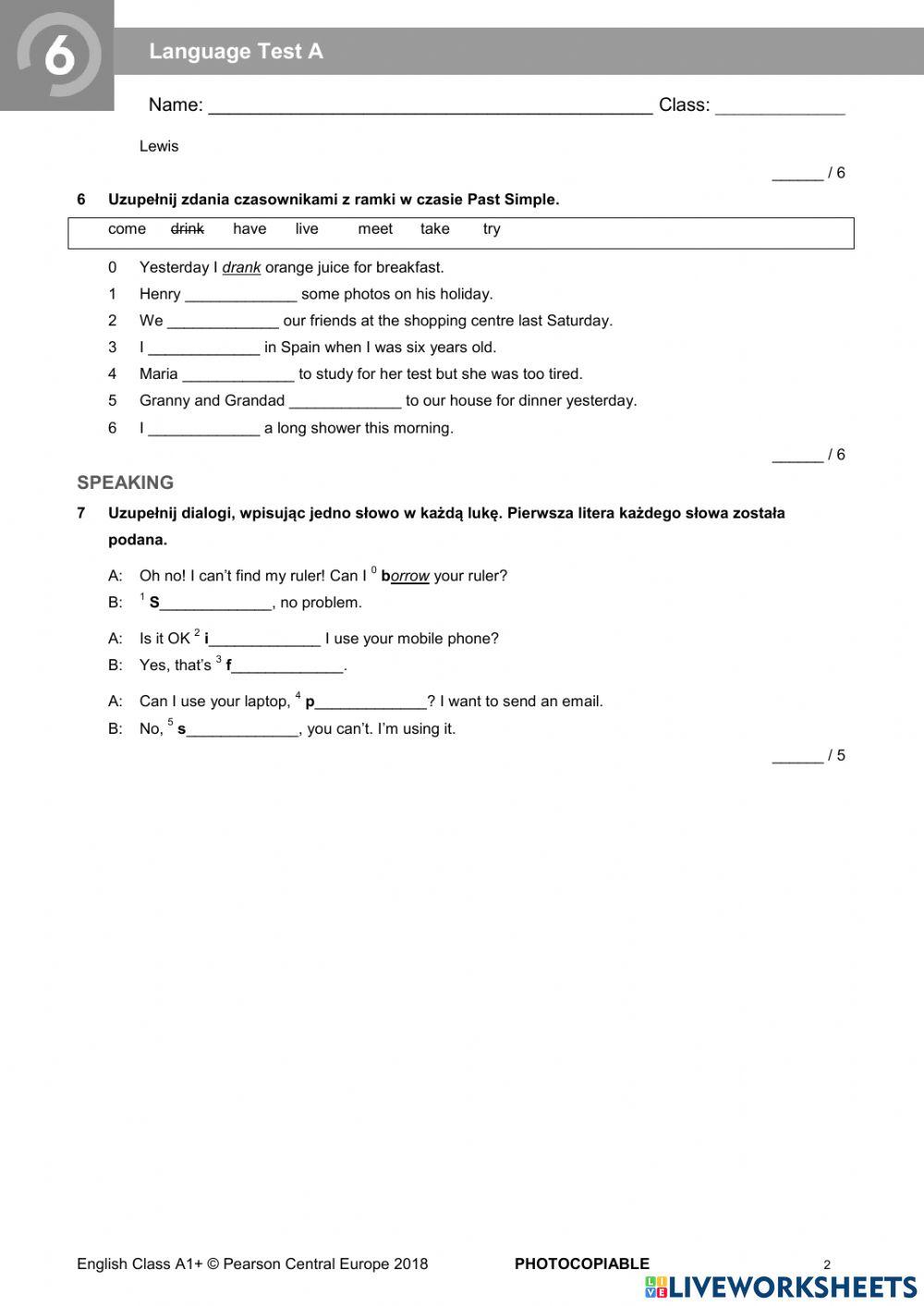 klasa 5 unit 6 | Free Interactive Worksheets | 6576823