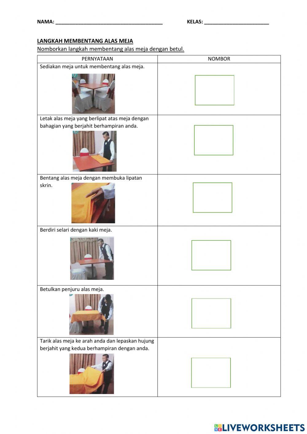 LATIHAN ALAS MEJA DAN LIPATAN NAPKIN 5000807