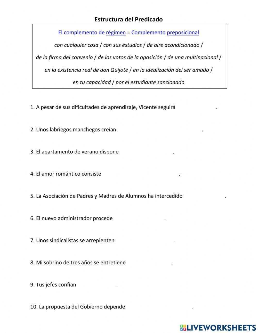 Complemento Pre… | Free Interactive Worksheets | 5000821