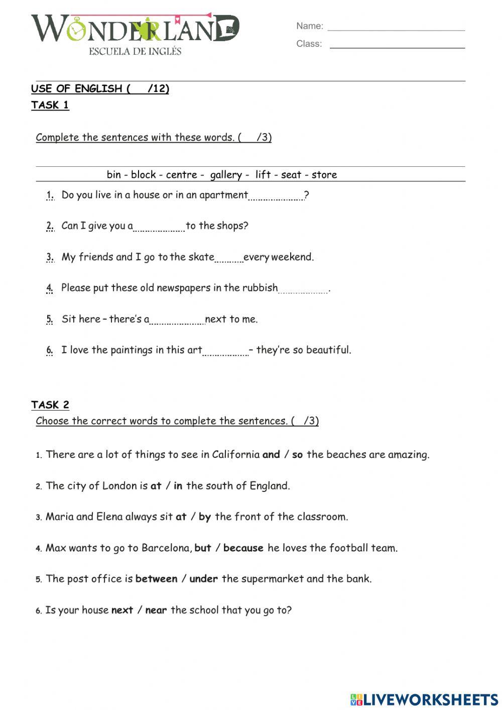 Unit 1 - Test - 2nd year 0637 | Yohanna Sala | Live