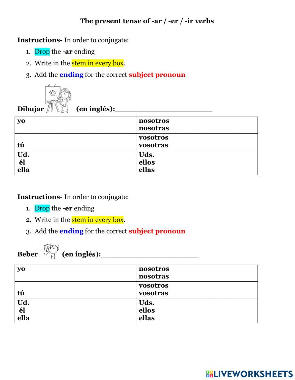 Presente Regular interactive worksheet | Live Worksheets