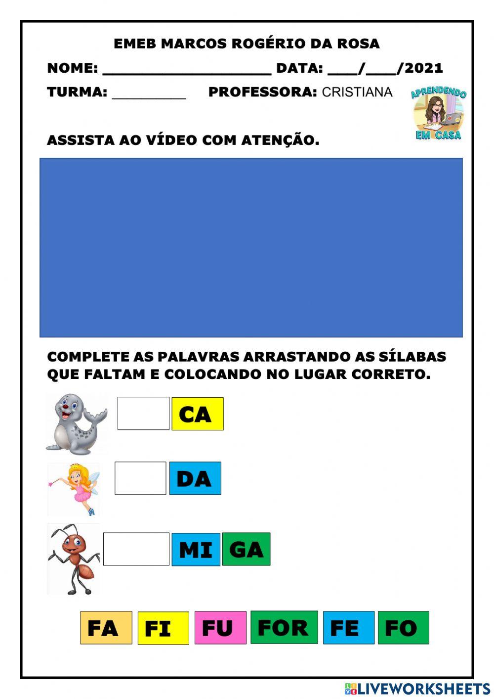 LETRA F interactive exercise for 1º ANO | Live Worksheets