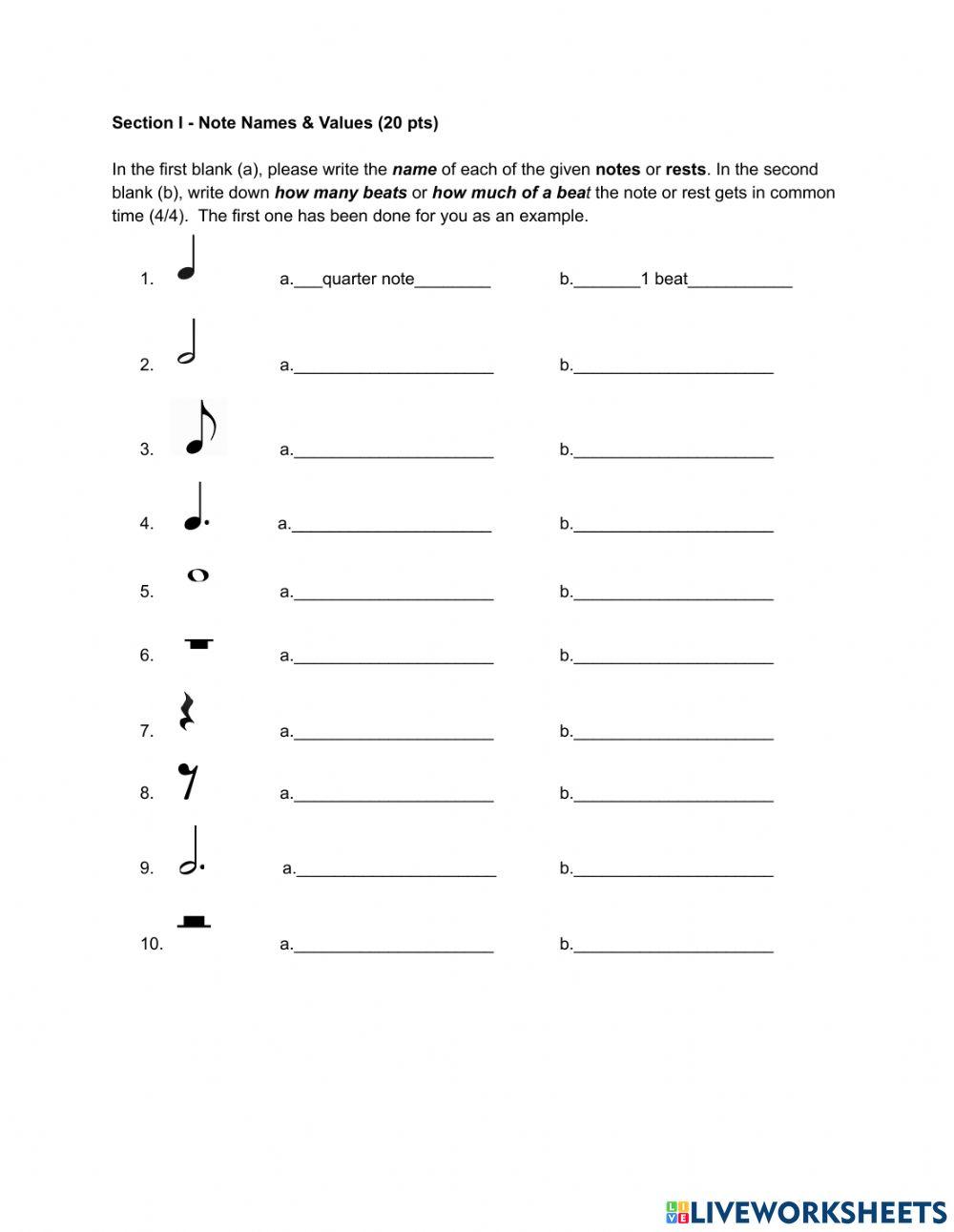 Rhythm Test | Free Interactive Worksheets | 978713